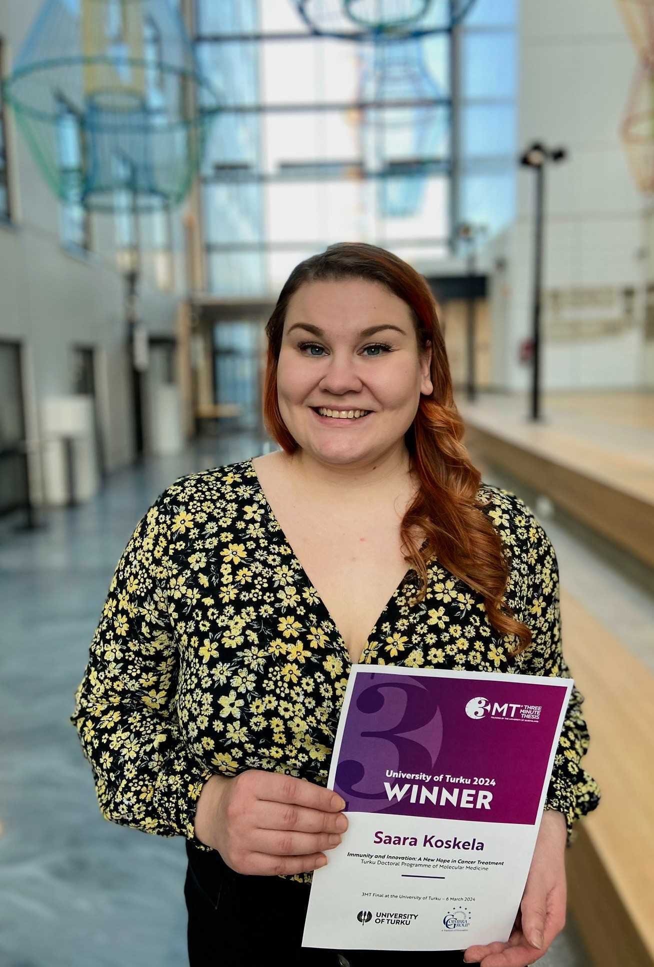 Saara Koskela wins 3MT competition – represents University of Turku in Coimbra Group’s ...